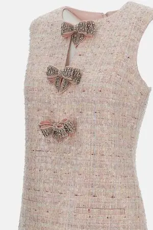 SELF-PORTRAIT Mini Dress With Sequins And Bows - Rose