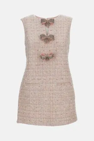 SELF-PORTRAIT Mini Dress With Sequins And Bows - Rose