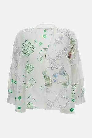 INJIRI V-neck Silk Shirt