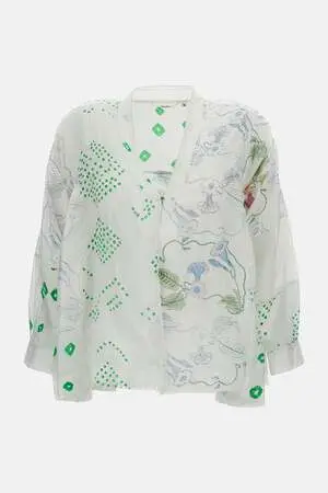 INJIRI V-neck Silk Shirt