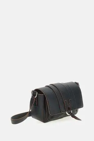 Hogan H01x Flap Bag In Hammered Leather - Nero