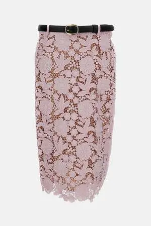 SELF-PORTRAIT Lace Midi Skirt - Rosa