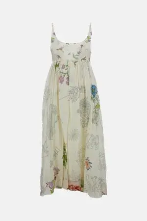 INJIRI Hazel Slip Dress With Botanical Print