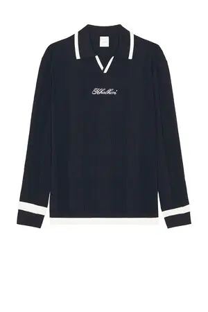 KHALHON V Tipped Varsity Knit Pullover Polo