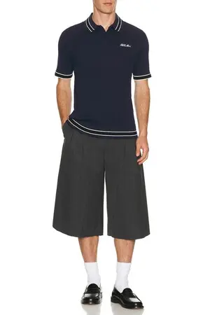 KHALHON Varsity Tipped Rib Polo In Blue