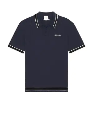 KHALHON Varsity Tipped Rib Polo In Blue