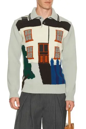 Junya Watanabe Wool Knit Collared Sweater - Blue Gray
