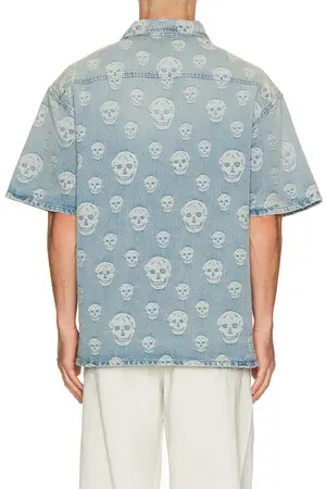 Alexander McQueen Denim Camp Collar Shirt - Blue Washed