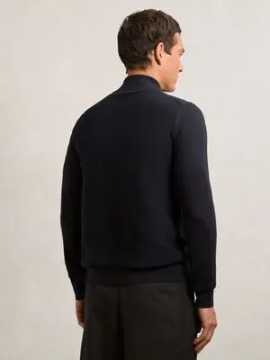 REISS Hampshire Wool Funnel-neck Cardigan