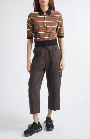 Undercover Stripe Crop Cotton Piqué Polo