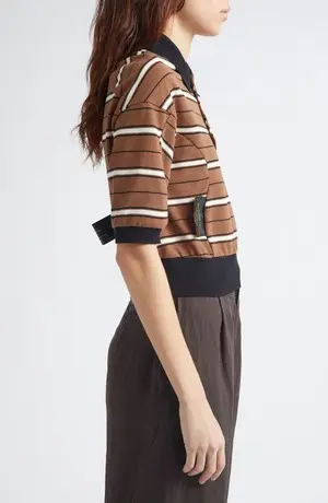Undercover Stripe Crop Cotton Piqué Polo