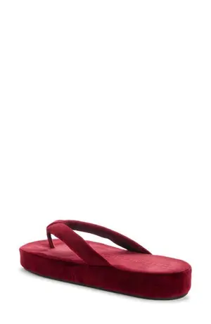 Balenciaga Jet Lag Velvet Platform Flip Flop - Flame