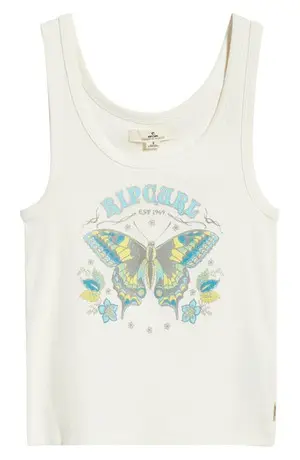 Rip Curl Moon Stretch Cotton Rib Graphic Tank - Bone