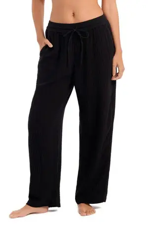 MIMI FLAMINGO Vista Double Gauze Wide Leg Cover-up Pants - Black