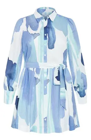 City Chic Ezra Tie Waist Mini Shirtdress