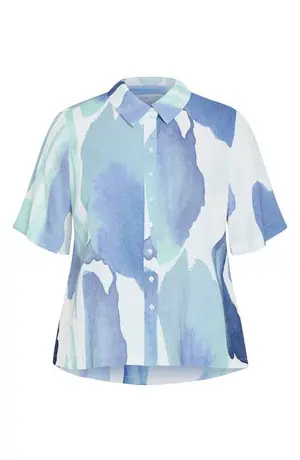 City Chic Printed Short Sleeve Button-up Shirt
