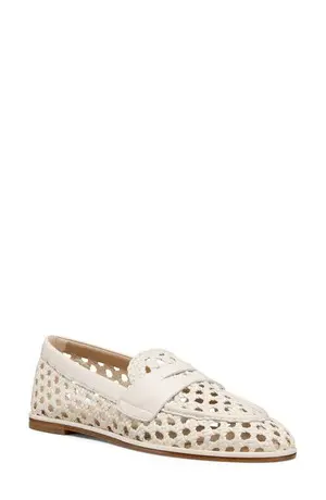 STUART WEITZMAN Spencer Woven Loafer - Cream