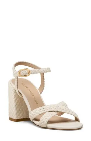STUART WEITZMAN Alyssa Woven Ankle Strap Sandal - Cream