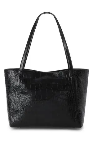 Brahmin Croc Embossed Leather Tote - Black