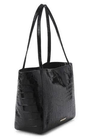 Brahmin Croc Embossed Leather Tote - Black
