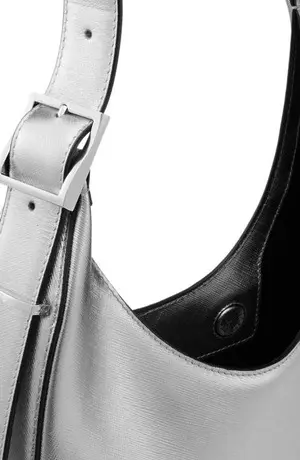 BEHNO Metallic Leather Crescent Shoulder Bag
