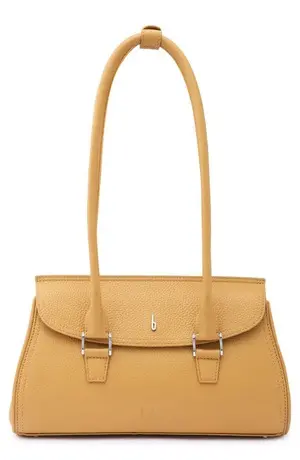 BEHNO Coco Baguette Pebble Leather Shoulder Bag - Bisque