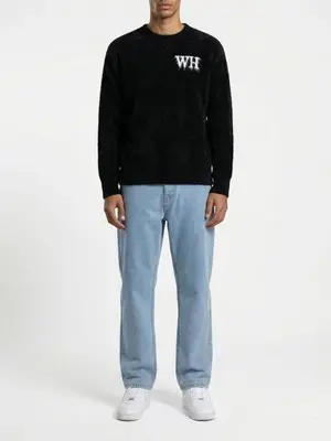 WALKER & HUNT Crew Neck Logo Sweater - Black