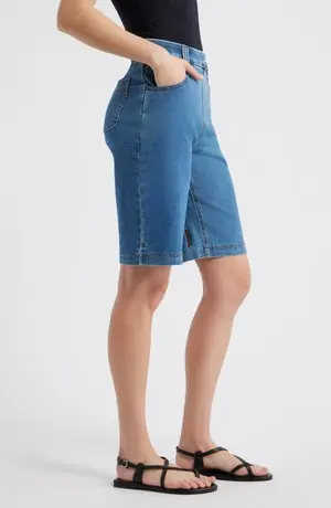 Hue Mid-rise Bermuda Shorts - Chambray