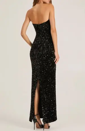 HELSI Helsí Ryan Sequin Strapless Column Gown - Black