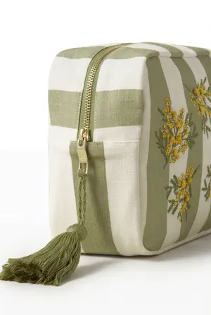 ELIZABETH SCARLETT Mimosa Stripe Cotton Wash Bag