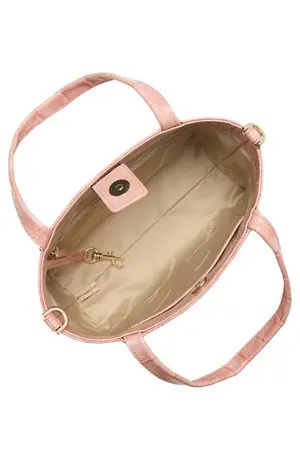 Brahmin Small Croc Embossed Leather Tote - Blush