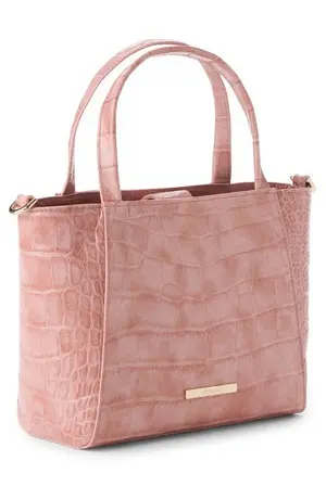 Brahmin Small Croc Embossed Leather Tote - Blush