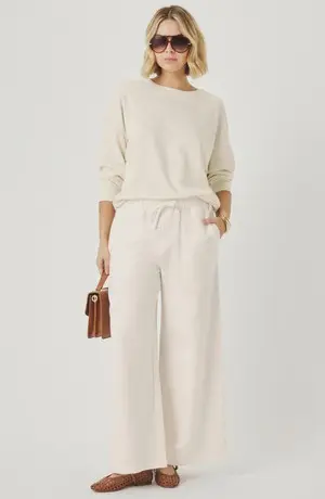 Splendid Greta Terry Relaxed Sweatshirt - Shell White
