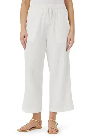 Splendid Ava Cotton Gauze Drawstring Pants - White