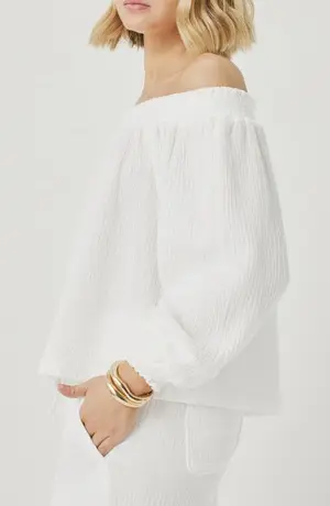 Splendid Cotton Gauze Off-the-shoulder Top