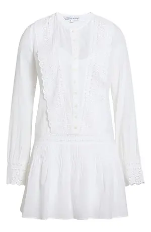 Veronica Beard Marguerite Embroidered Eyelet Long Sleeve Dress
