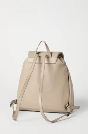 Brunello Cucinelli Leather City Backpack - Buff