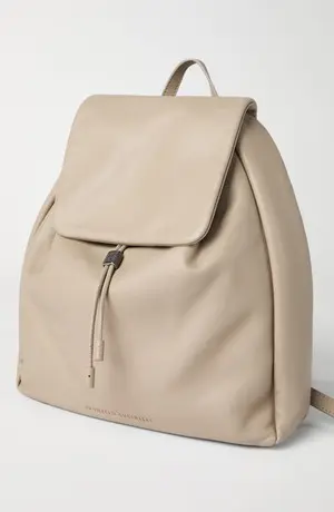 Brunello Cucinelli Leather City Backpack - Buff