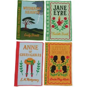 INNER CHILD Literary Heroines Books Embroidered Cocktail Napkinsset Of 4 - Multicolor