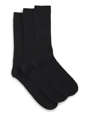 HARBOR BAY BY DXL Big & Tall Extra-wide Crew Socks 3 Pack - Black