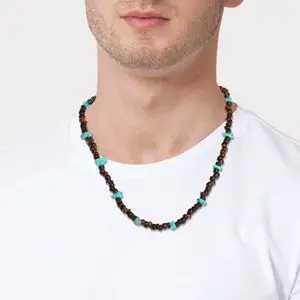 Lucky Brand Wood And Turquoise Beaded Necklace