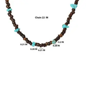Lucky Brand Wood And Turquoise Beaded Necklace