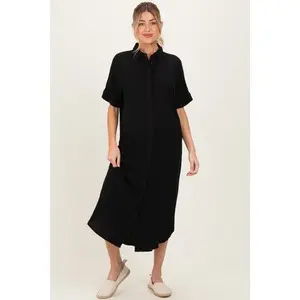 PINKBLUSH Button-down Midi Shirt Dress - Black