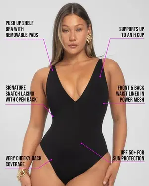 TA3 Mega Sculpting Plunge Brazilian Cut One-piece Swimsuit