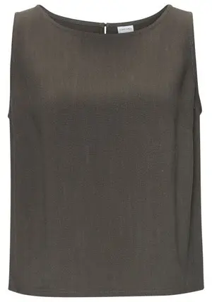 LASCANA Sleeveless Linen Blend Blouse With Crew Neck