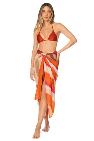 KIBYS Sunset Bazaar Loretta Striped Cotton Pareo Sarong - Sunset Stripes