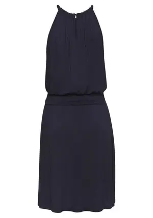 LASCANA Crochet Detail High Neck Dress - Navy