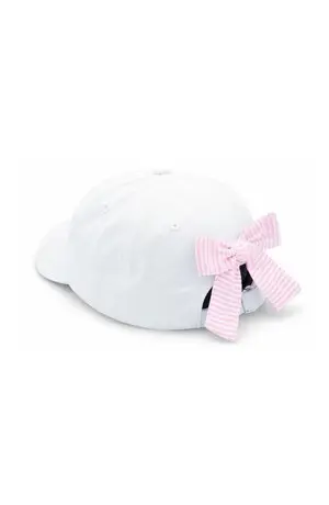 BITS & BOWS Grandma Bow Baseball Cap - White/pink