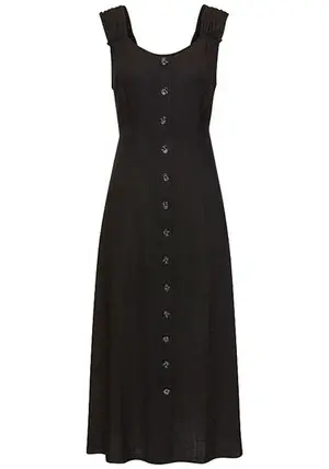 LASCANA Button Detail Maxi Dress - Black