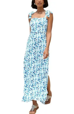 LASCANA Tie Strap Maxi Dress - Blue Multi